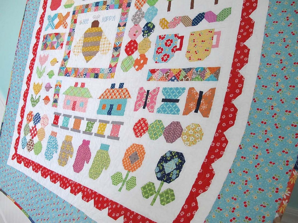 Back of the Quilty Fun Sampler Quilt by Lori Holt, with a charming ...