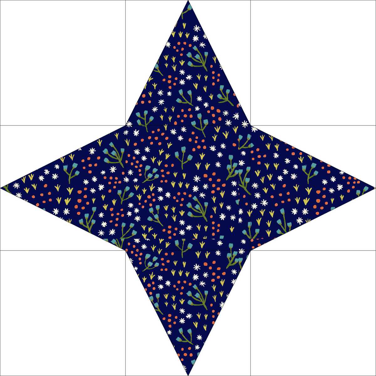 Cut (4) 5’’ squares Cut (1) 4 ½’’ square