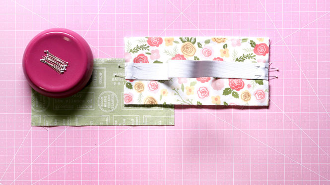 Align your elastic to the center and pin in place to secure it.