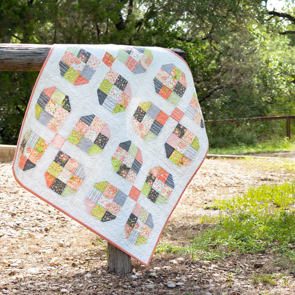 Our version of the Mini Charm Muffins Quilt is sewed in Apricot & Ash ...