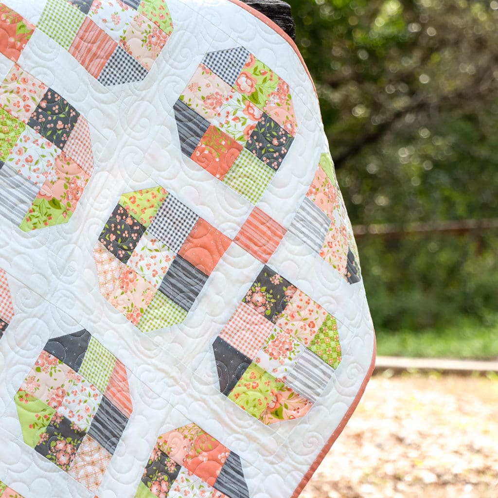Our version of the Mini Charm Muffins Quilt is sewed in Apricot & Ash ...