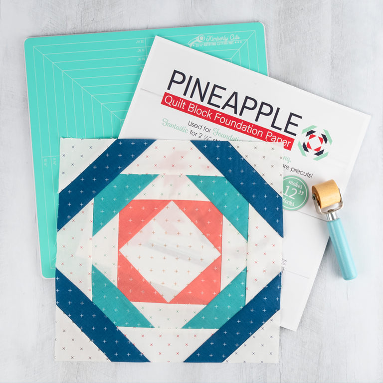 This 12″ Pineapple Block is sewn in Bee Cross Stitch by Lori Holt for ...