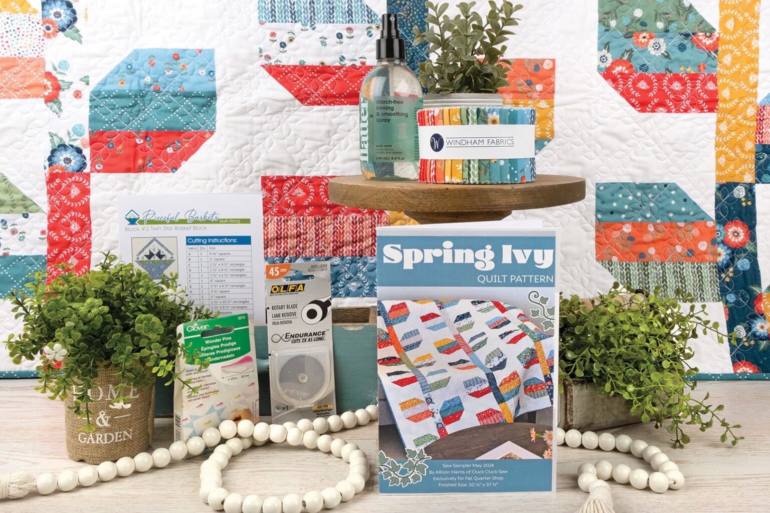 Spring Ivy Clover & Dot 2 1/2″ Strips by Allison Harris for Windham Fabrics