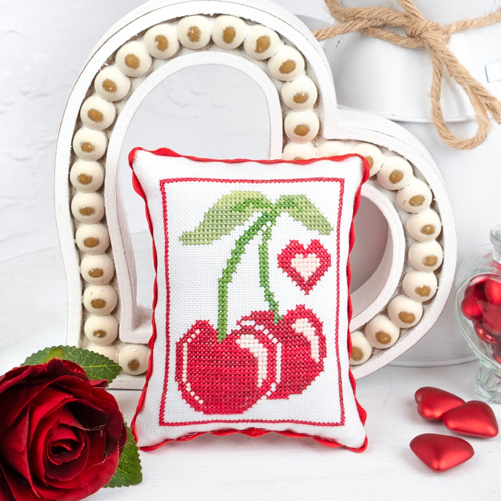 FREE Cherry Love Cross Stitch (3″ x 4″)